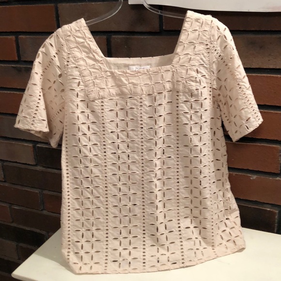 LOFT | Tops | Top By The Loft P Beige Eyelet Great | Poshmark